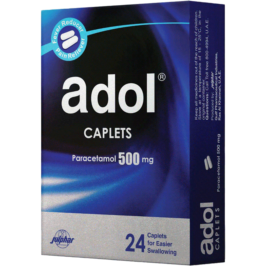 Adol Paracetamol 500mg – Fast Pain & Fever Relief | 24 Caplets – Avnzor