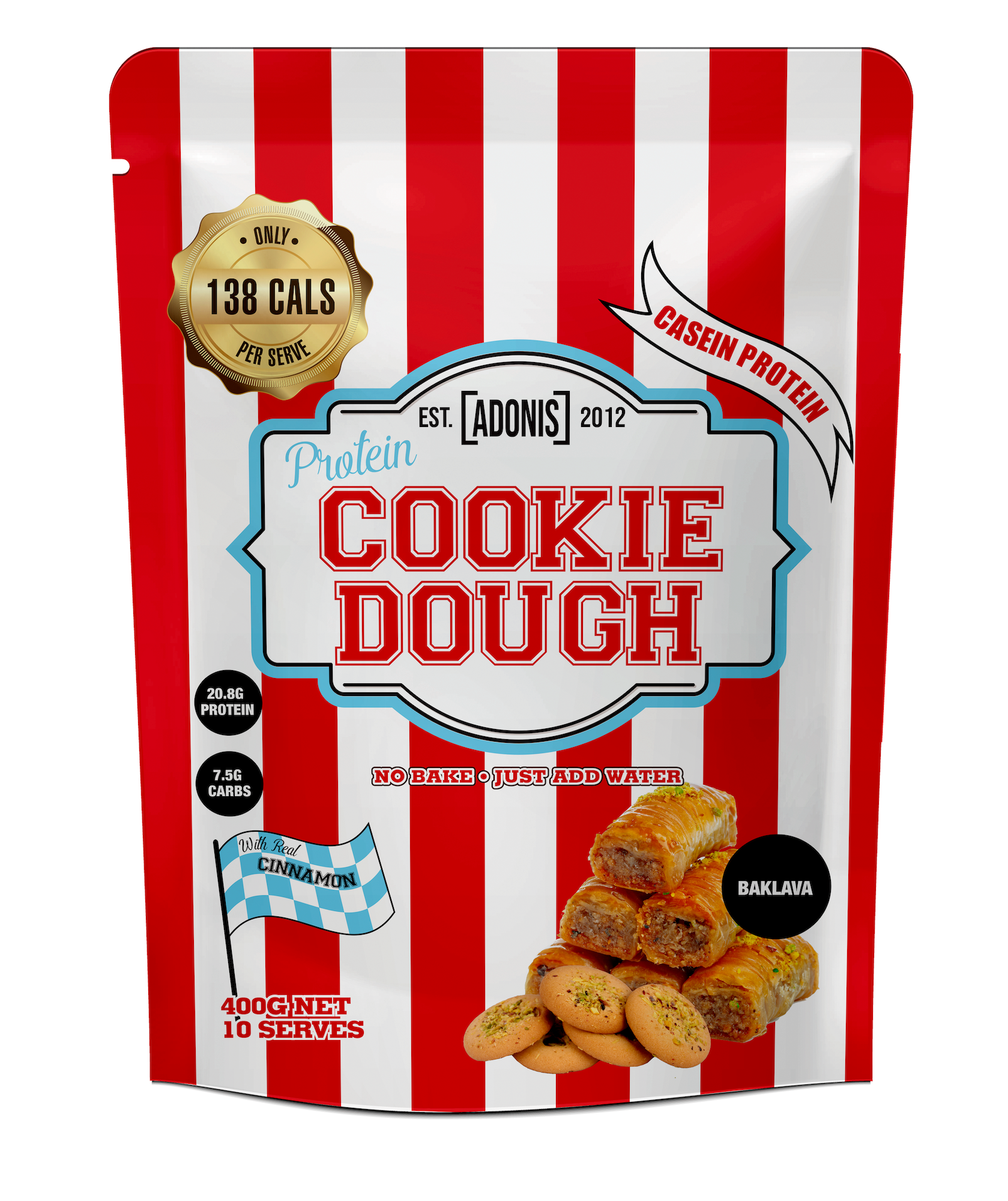 Adonis Baklava Protein Cookie Dough 400g | Casein Protein Snack – Avnzor
