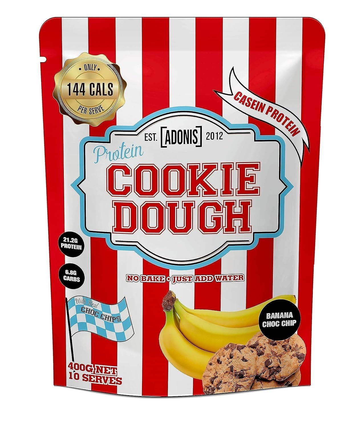 Adonis Protein Cookie Dough Banana Chocolate Chip 400g | 20g Casein ...
